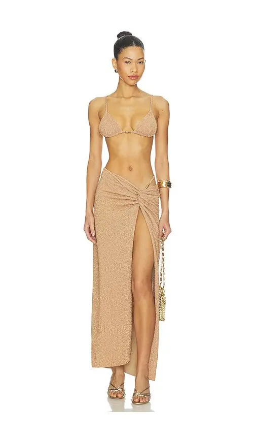 Devon Windsor Zuri Bikini Top In Metallic Gold - Gold Shimmer