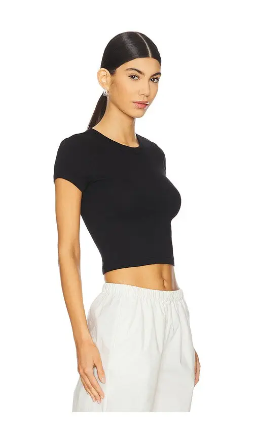 Enza Costa Supima Baby Cropped Tee - Black