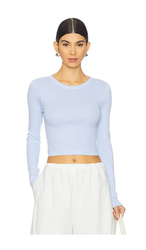 Enza Costa Supima Baby Long Sleeve Cropped Top - Light Blue