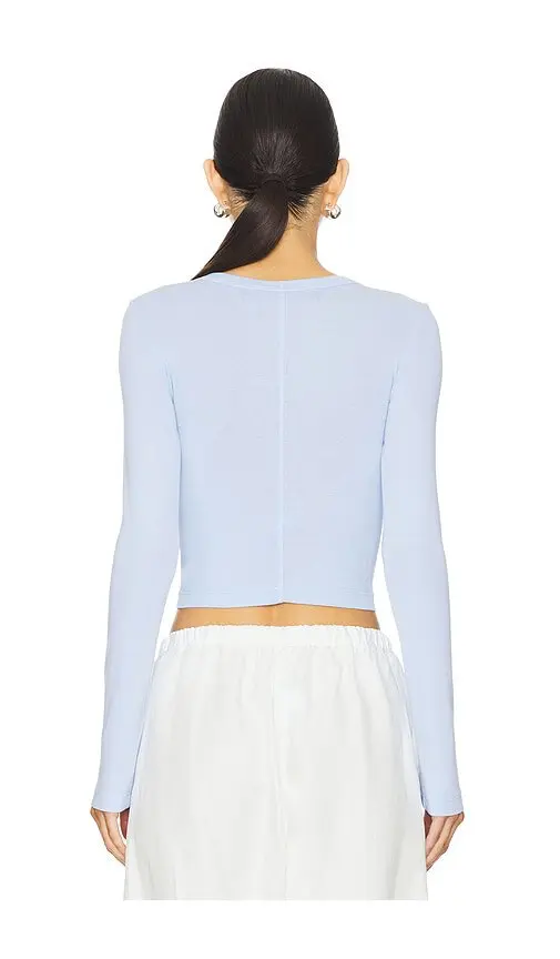 Enza Costa Supima Baby Long Sleeve Cropped Top - Light Blue