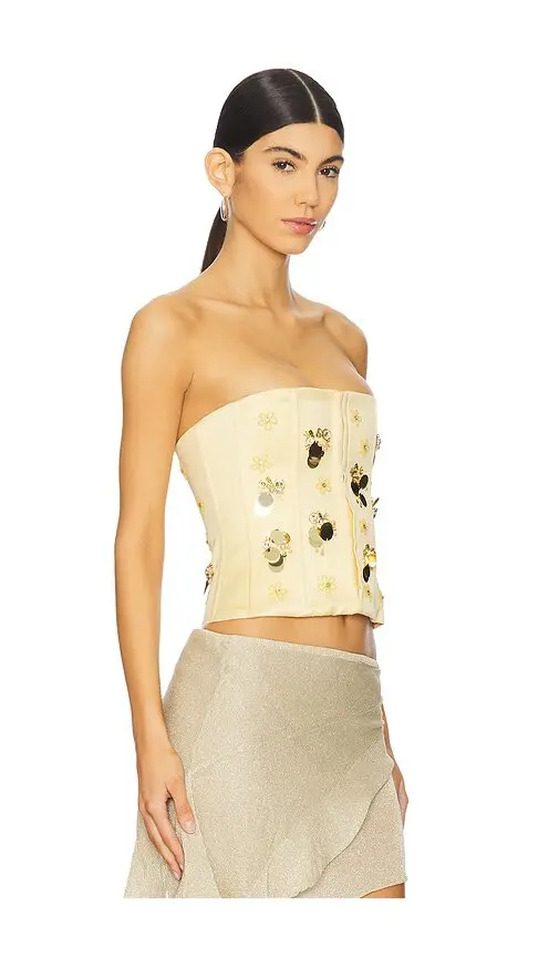 Guizio Embellished Satin Corset - Ivory | Editorialist