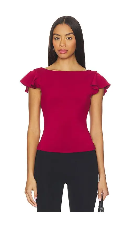 GUIZIO Soffiano Top With Ruffle Sleeves