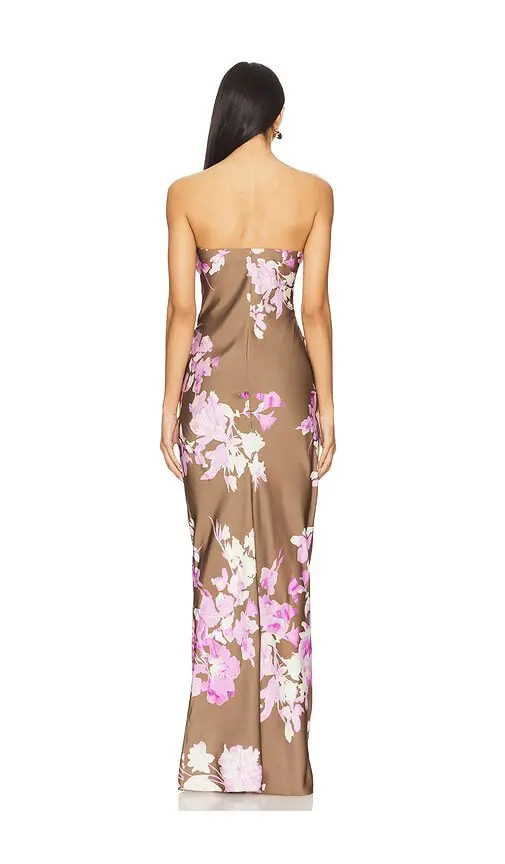 Rococo Sand Maxi Strapless Dress - Brown Pink