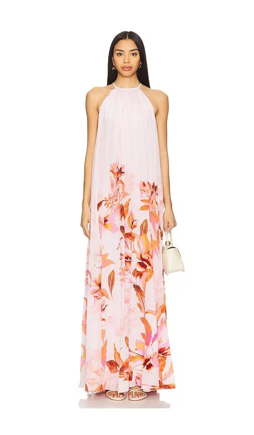 Rococo Sand Flared Maxi Dress - Pink Multi