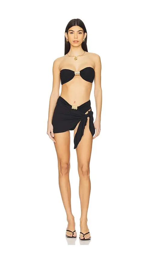 LA PORTE Kate Bandeau Hardware Bikini Top In Black - Jet Black