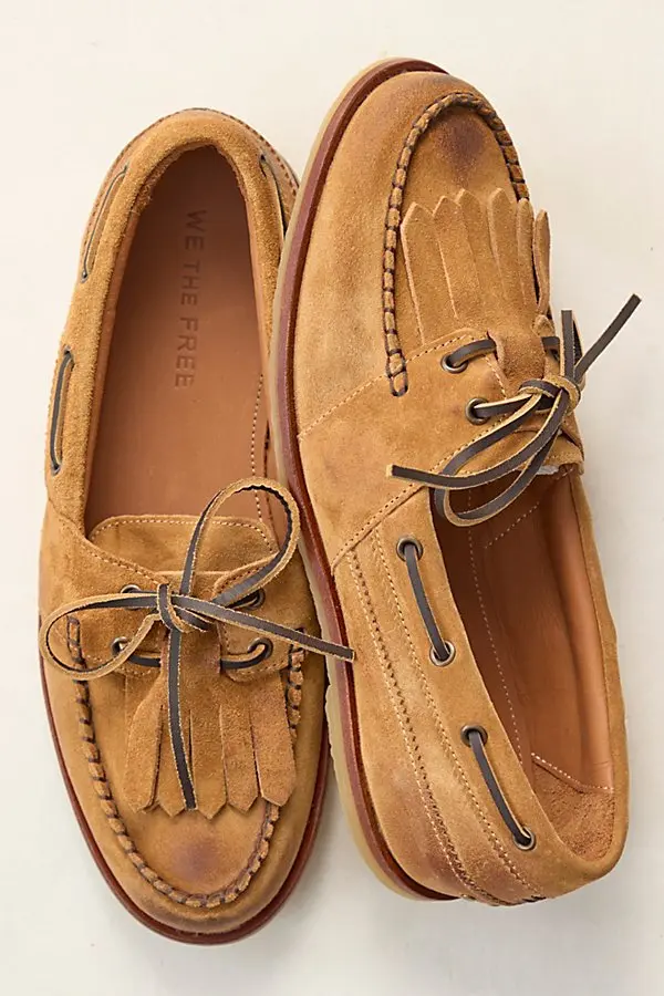 Free People We The Free Benny Boat Shoes - Tan Suede
