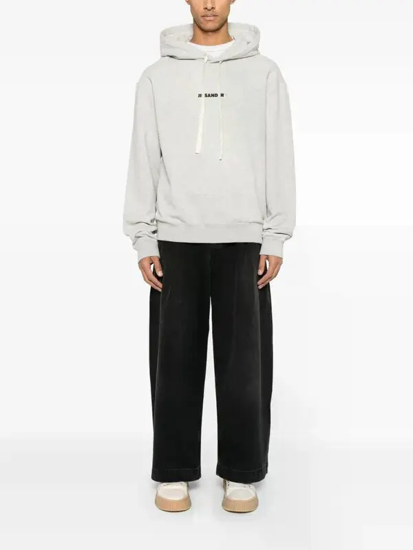 JIL SANDER Logo-print Hoodie - Grey