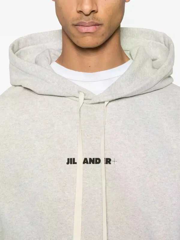 JIL SANDER Logo-print Hoodie - Grey