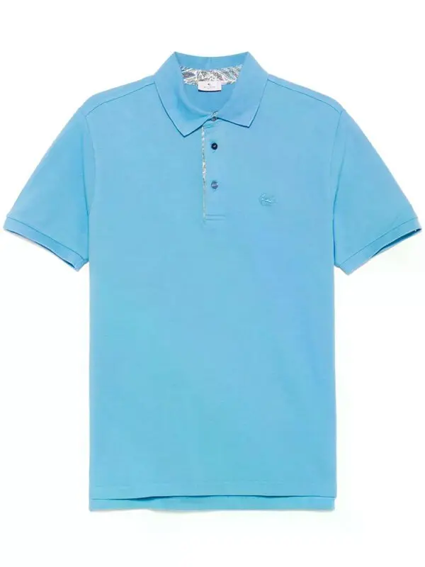 Etro Pegaso-embroidered Polo Shirt - Blue