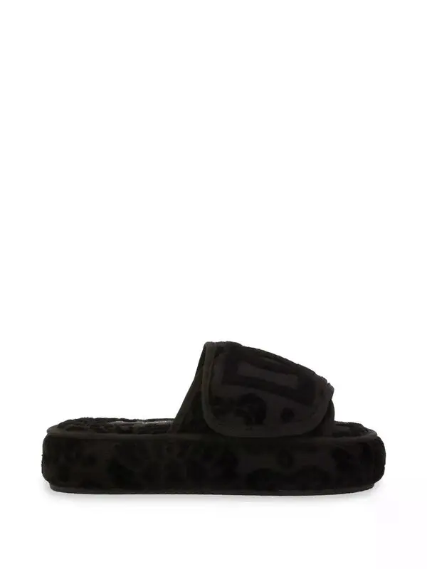 Dolce & Gabbana Logo-embroidered Slippers - Black