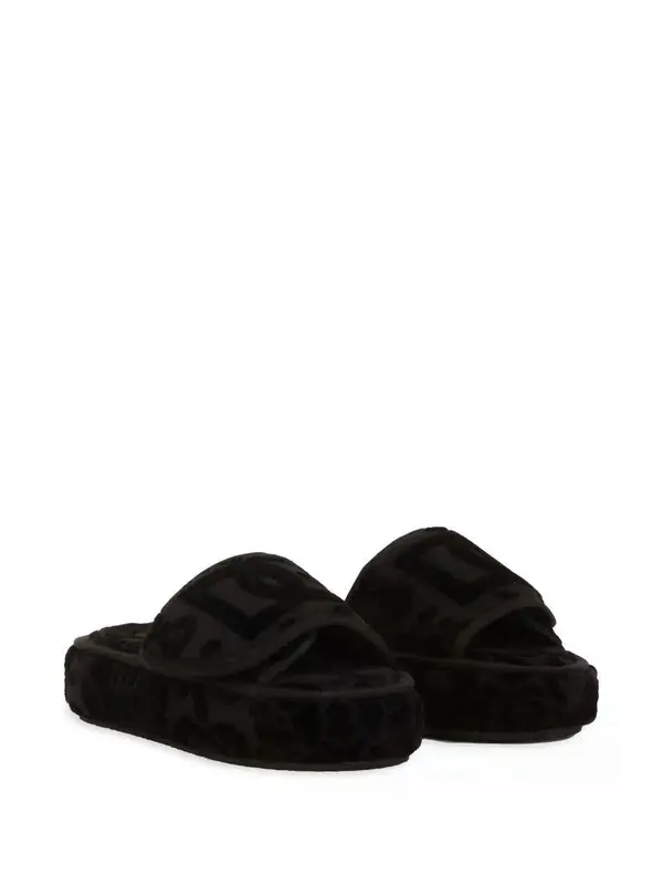 Dolce & Gabbana Logo-embroidered Slippers - Black