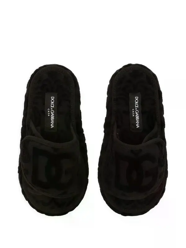 Dolce & Gabbana Logo-embroidered Slippers - Black