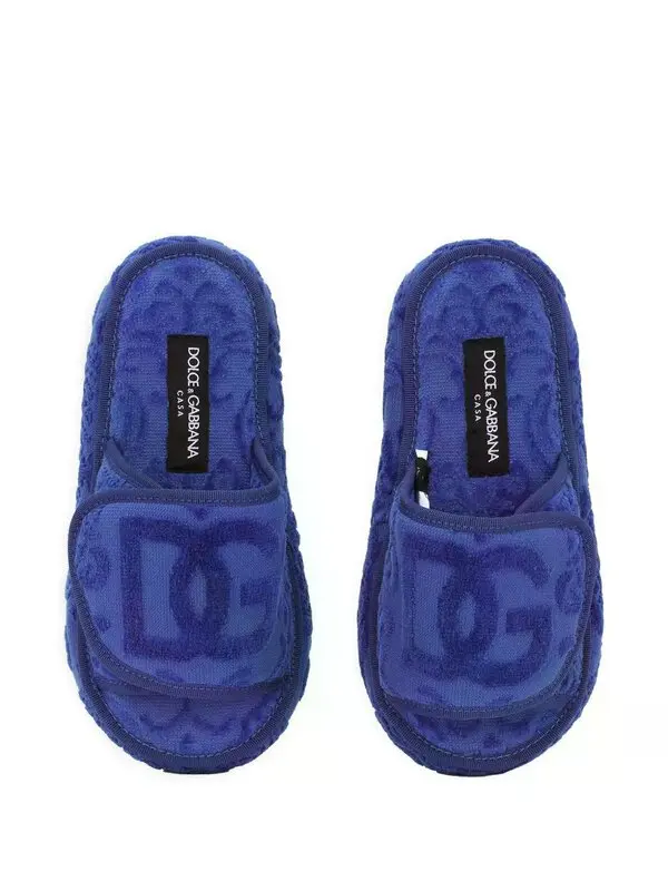 Dolce & Gabbana Logo-embroidered Slippers - Blue