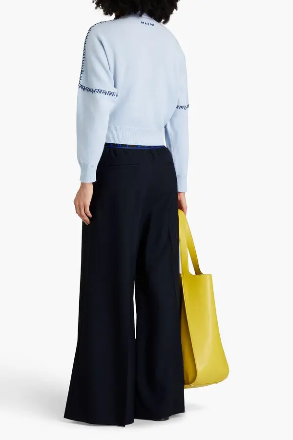 Marni Wool Wide-leg Pants - Navy
