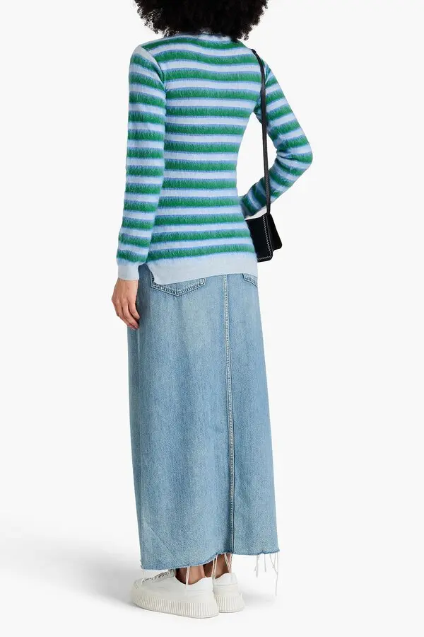 Marni Striped Brushed Wool Sweater - Light Blue