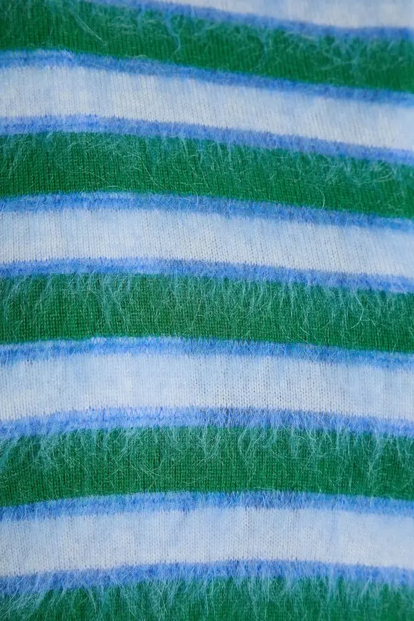 Marni Striped Brushed Wool Sweater - Light Blue