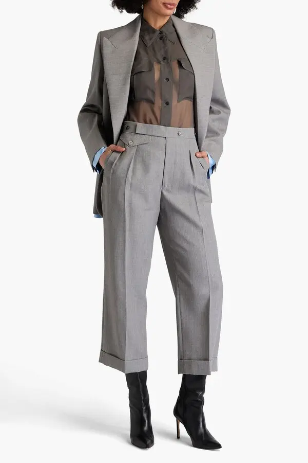 Victoria Beckham Cropped Tapered Wool Pants
