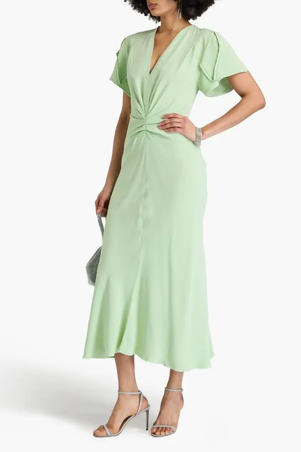 emerald green dress with lace sleeves Emerald Green V-Neck Lace Tulle Formal Prom Dress with Long Sleeves main image 0