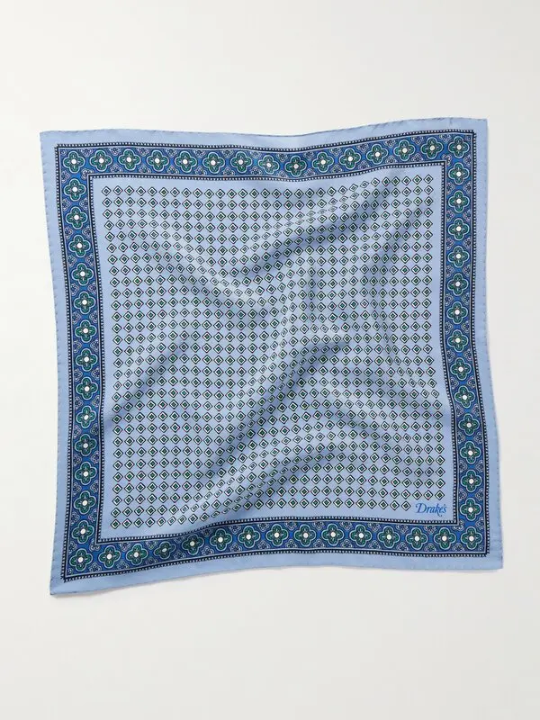 DRAKE'S Printed Silk Pocket Square