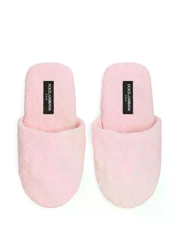 Dolce & Gabbana Logo-embroidered Slippers - Pink