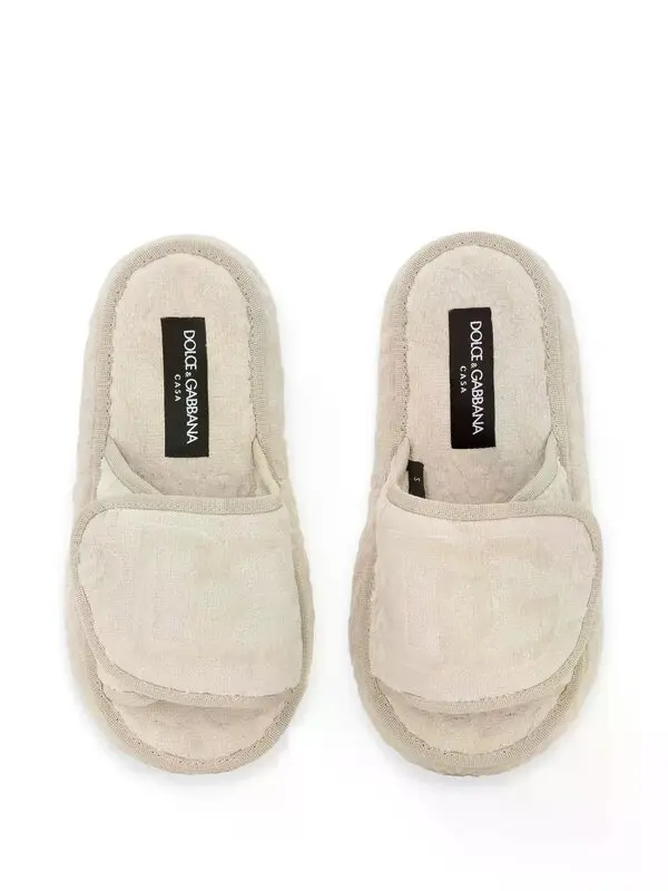 Dolce & Gabbana Terry Logo-embroidered Slippers - Neutrals