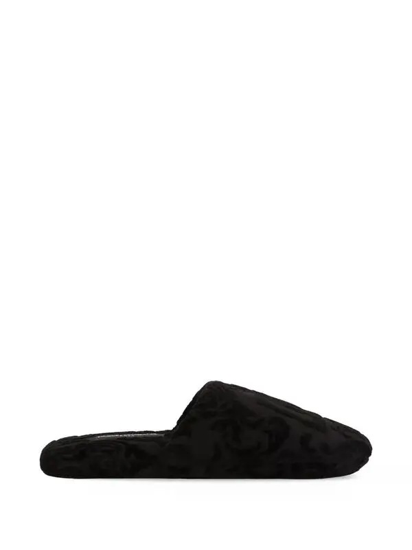 Dolce & Gabbana Logo-embroidered Slippers - Black