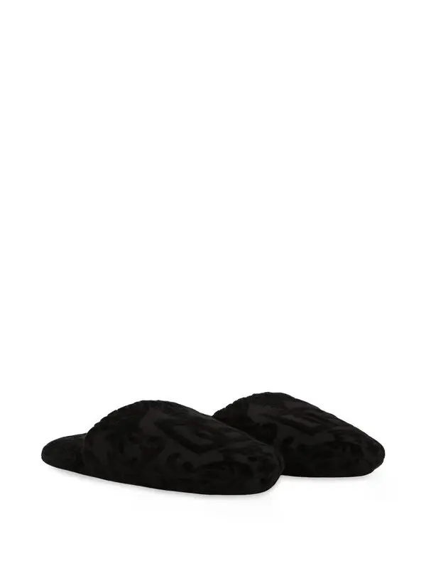 Dolce & Gabbana Logo-embroidered Slippers - Black