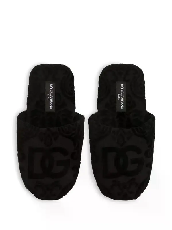 Dolce & Gabbana Logo-embroidered Slippers - Black