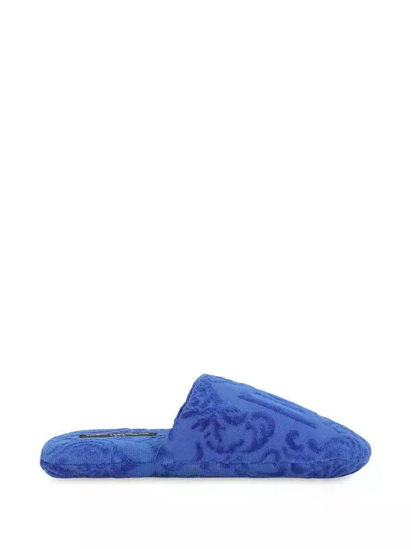 Dolce & Gabbana Logo Embroidered Slippers - Blue