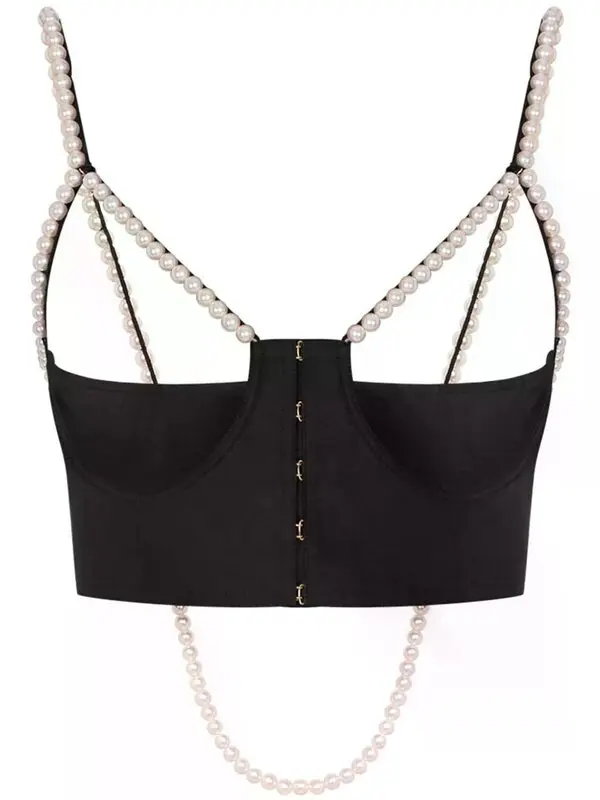 Moschino Pearl-detailing Top - Black