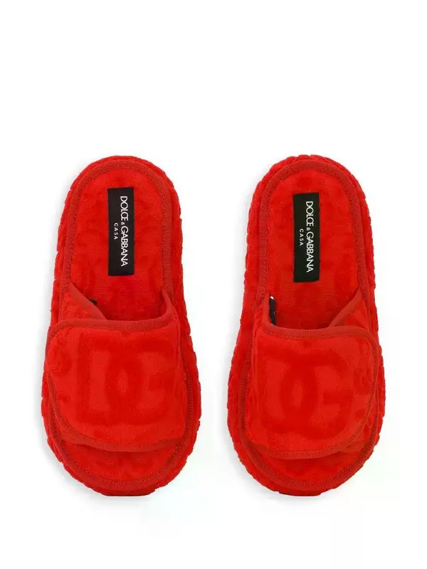 Dolce & Gabbana Logo Embroidered Slippers - Red