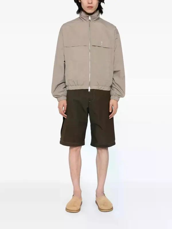 Ami Logo-print Windbreaker - Brown