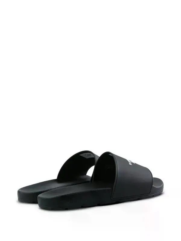 Off-White Text-embellished Slides - Black