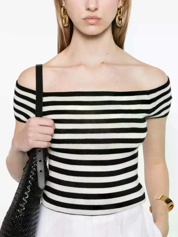 Eric Bompard Striped Bardot Top
