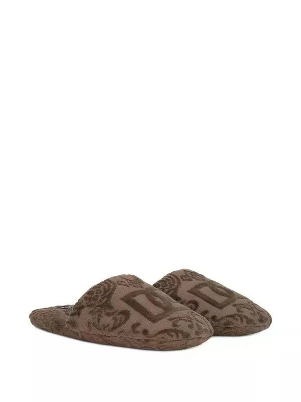 Dolce & Gabbana Logo-embroidered Slippers - Brown