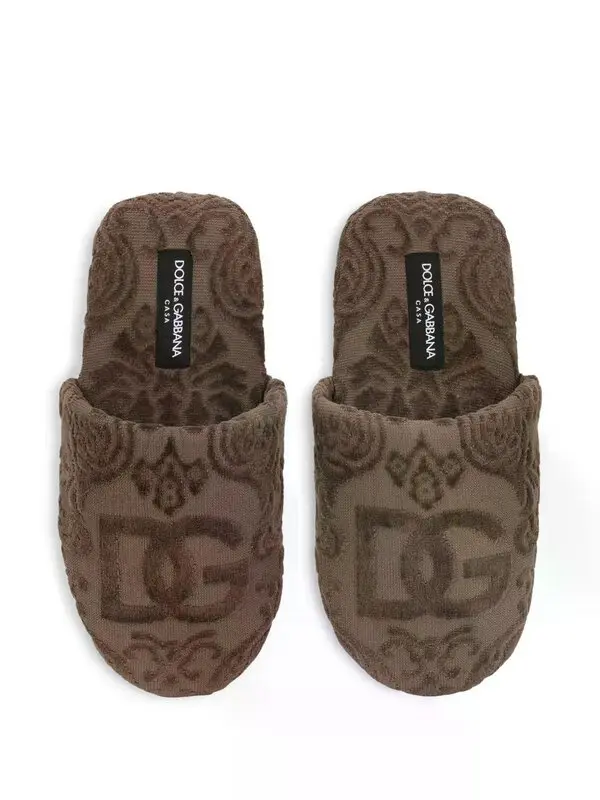 Dolce & Gabbana Logo-embroidered Slippers - Brown