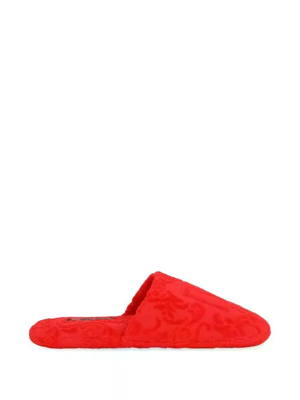 Dolce & Gabbana Logo Embroidered Slippers - Red
