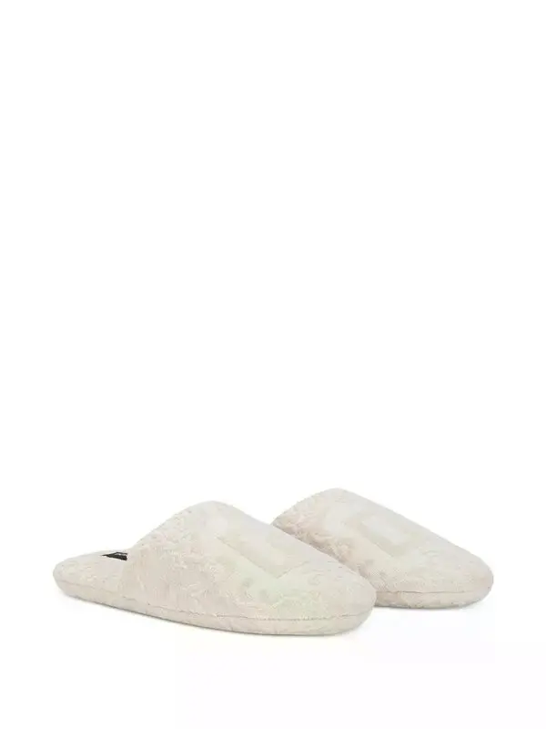 Dolce & Gabbana Logo-embroidered Slippers - Neutrals