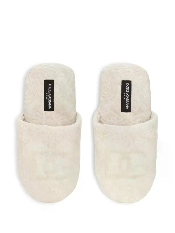 Dolce & Gabbana Logo-embroidered Slippers - Neutrals
