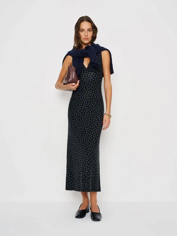 REFORMATION Brayden Knit Midi Dress - Black