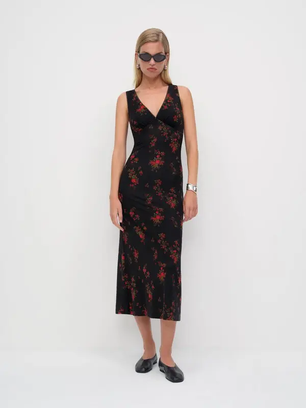 REFORMATION Brayden Knit Midi Dress - Black