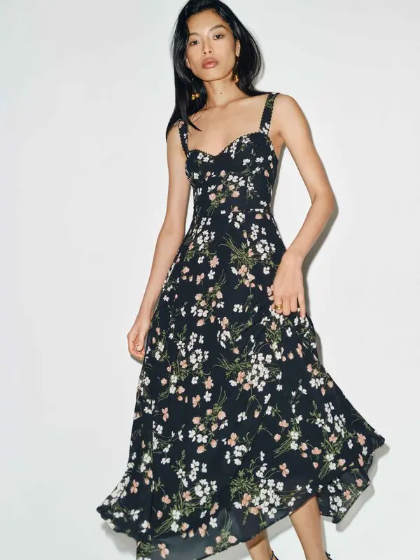 REFORMATION Lela Midi Dress - Black