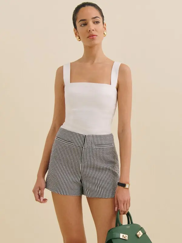 REFORMATION Everett Short - Black And White Check