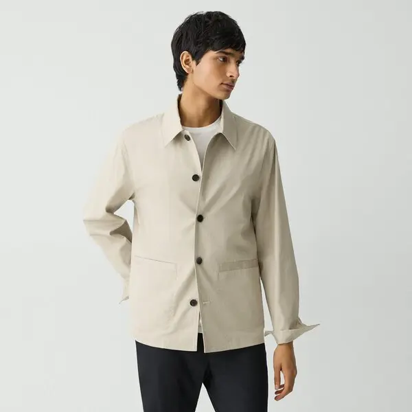 Theory Chore Coat In Stretch Cotton - Earl Grey