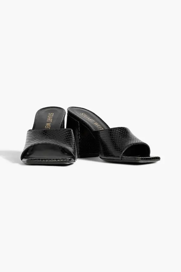 STUART WEITZMAN Tia 85 Lizard-effect Leather Sandals