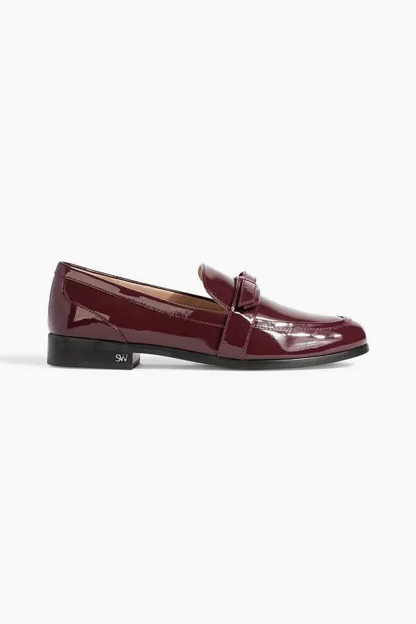 STUART WEITZMAN Emma Bow-detailed Patent-leather Loafers - Burgundy