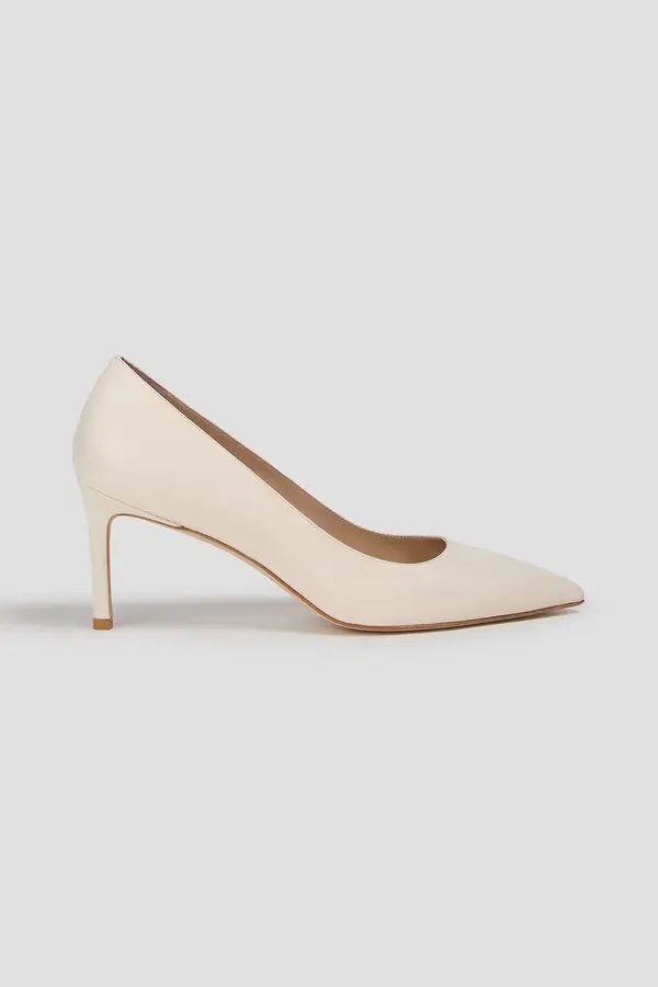 STUART WEITZMAN Leigh 75 Leather Pumps - Ecru