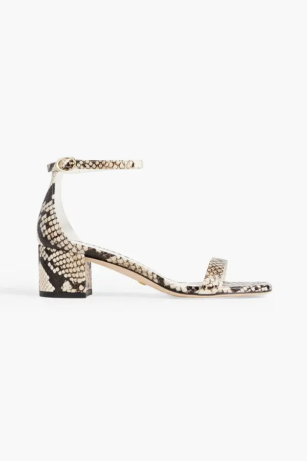 STUART WEITZMAN Simple Curve Snake-effect Leather Sandals