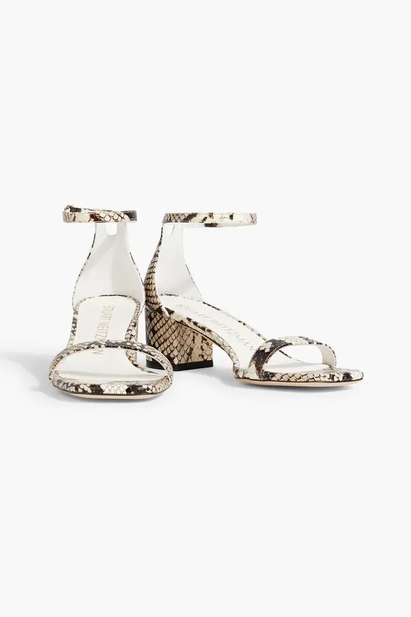 STUART WEITZMAN Simple Curve Snake-effect Leather Sandals