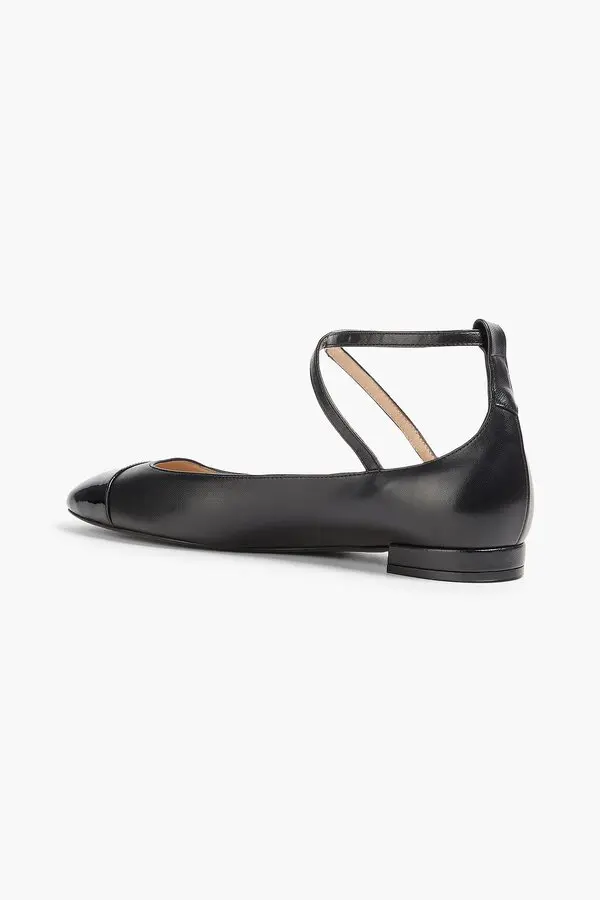 STUART WEITZMAN Smooth And Patent-leather Ballet Flats